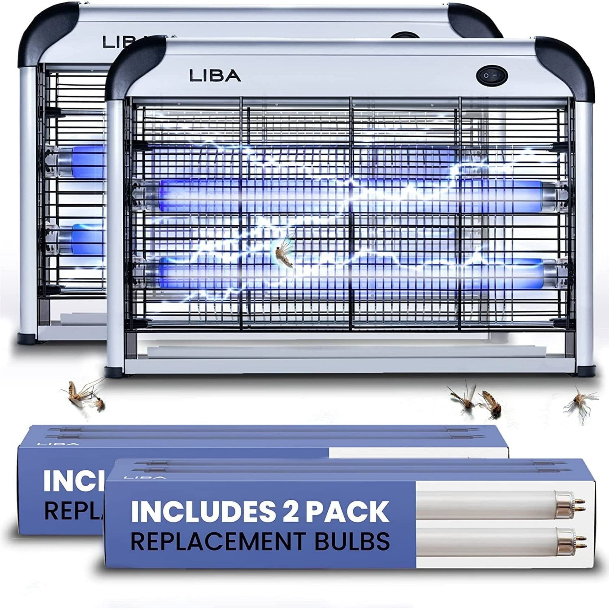 LiBa Electric Bug Zapper (2-Pack) Indoor Insect Killer - (4) Extra ...