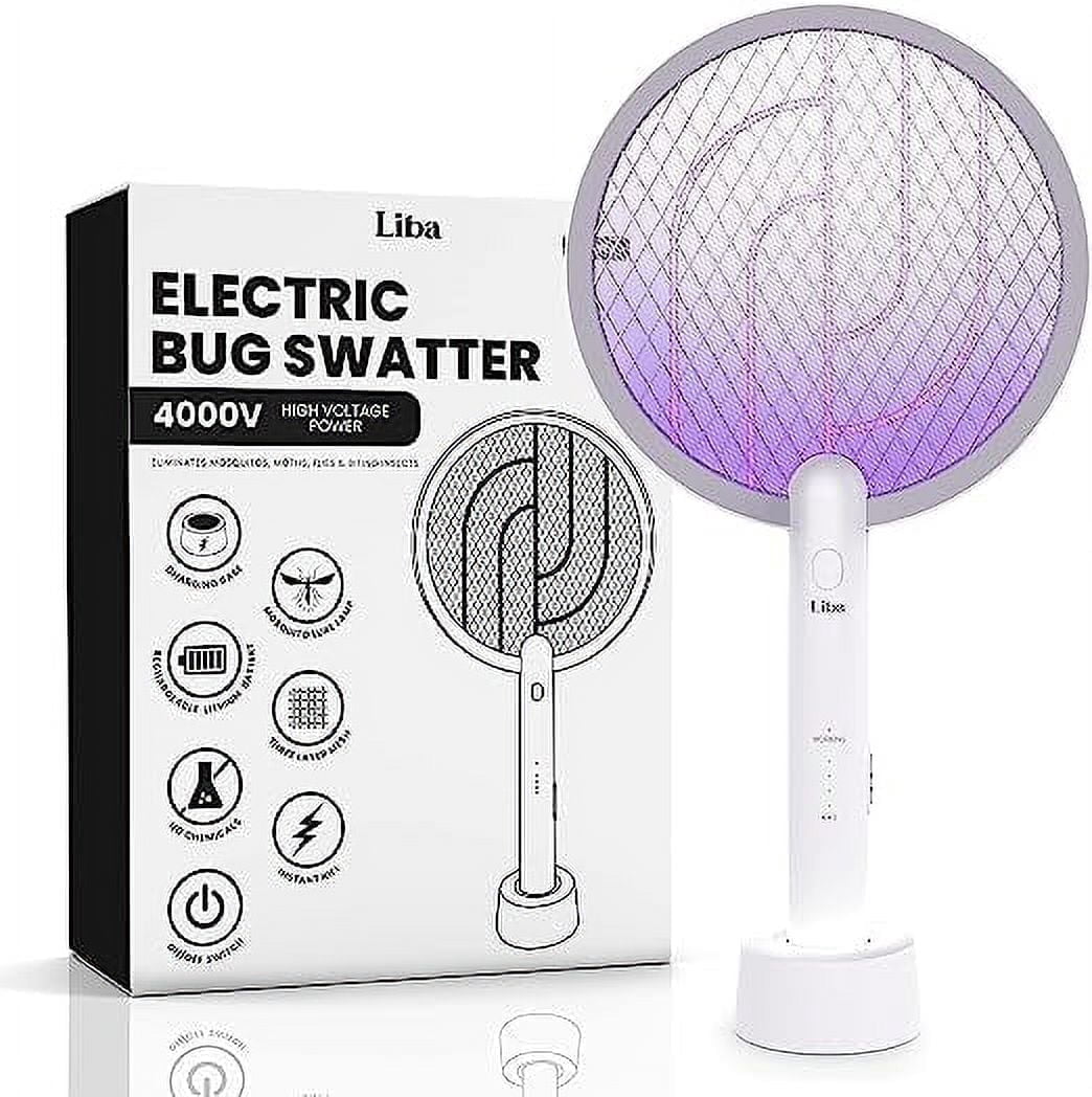 Liba Electric Fly Swatter Racket, 4000V Bug Zapper, USB Rechargeable ...
