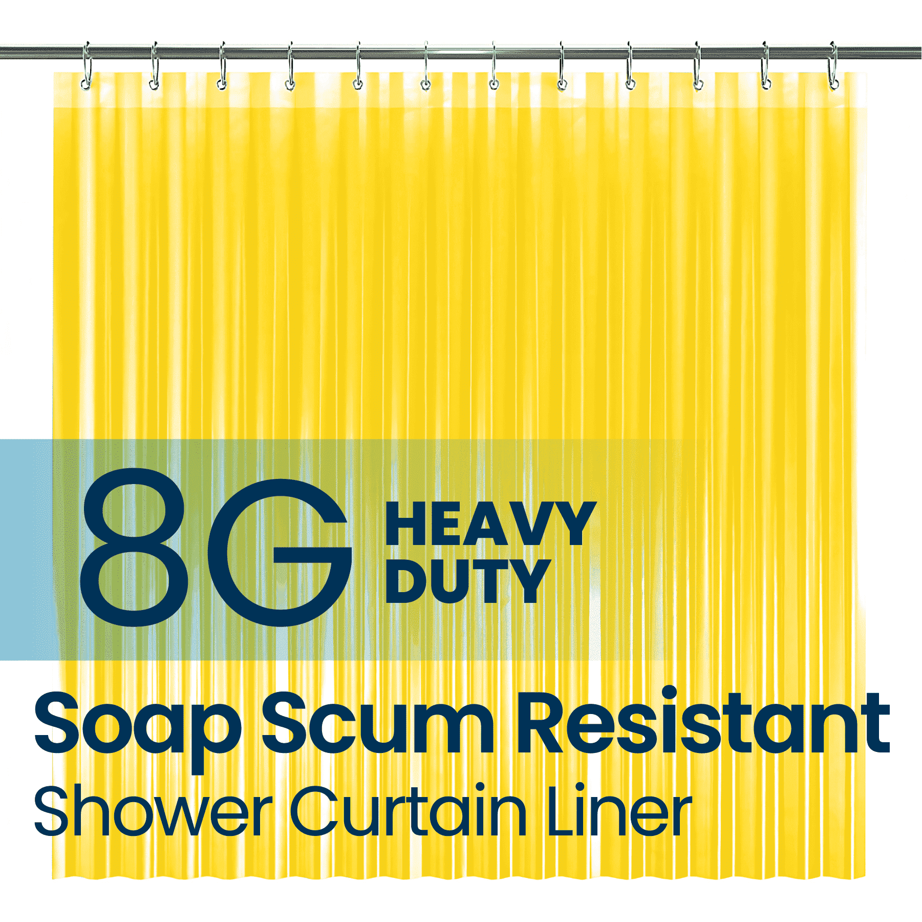 LiBa PEVA 8-Gauge Bathroom Shower Curtain Liner, 72" W x 72" H 8G Gold ...