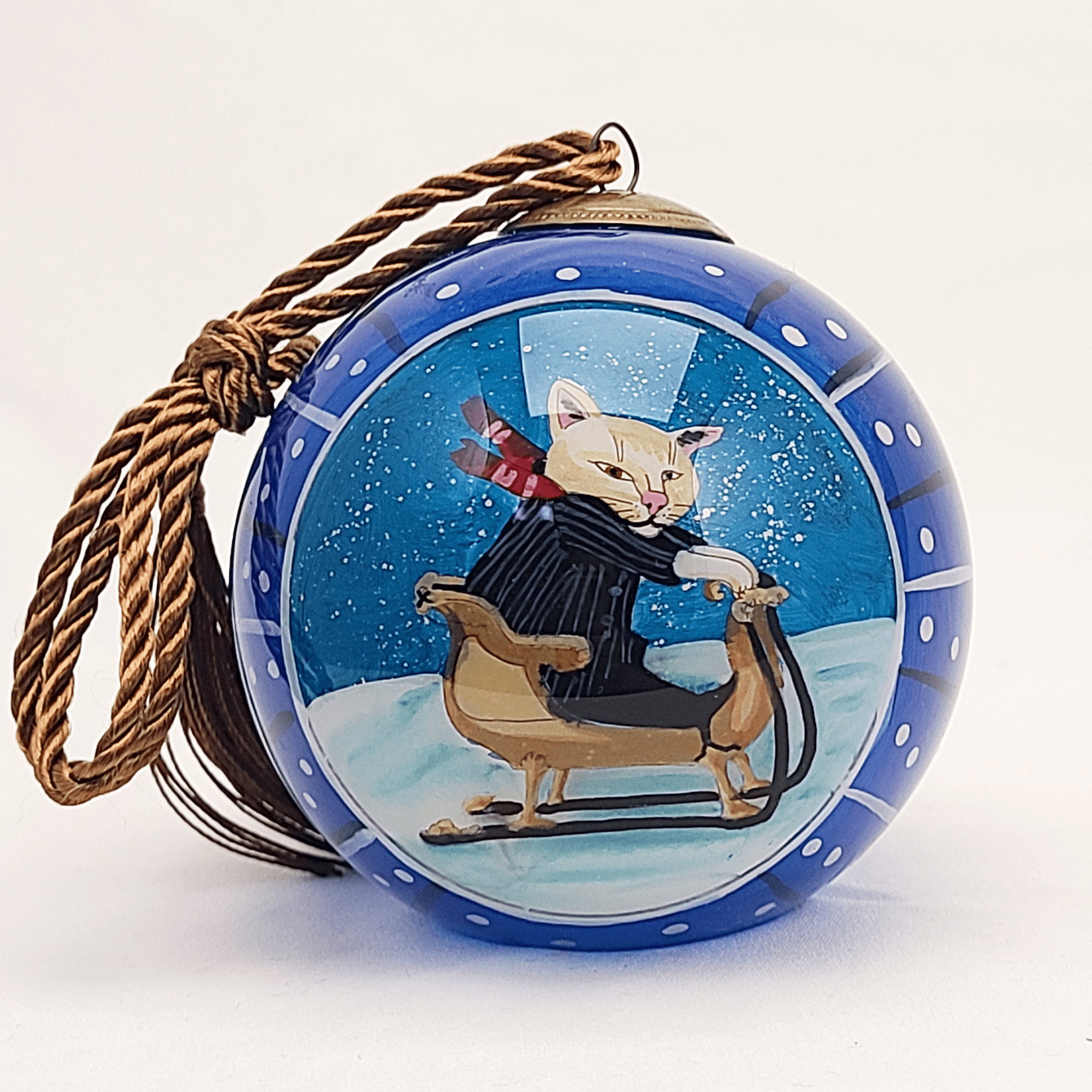 Handmade Inside-Painted Glass Ornament with Premium Gift Box - Blue-Ski ...