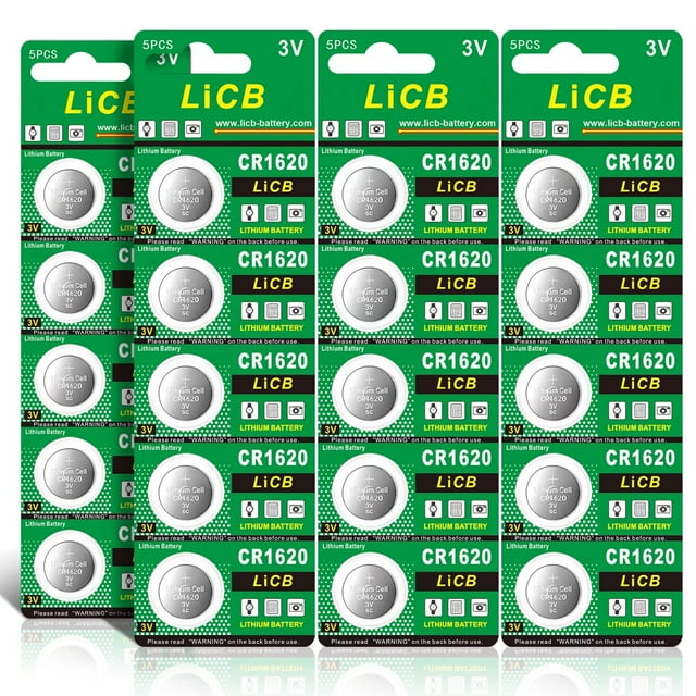 LiCB 20 Pack CR1620 Button Cell Battery 3V Lithium Battery CR 1620 Battery - Walmart.com