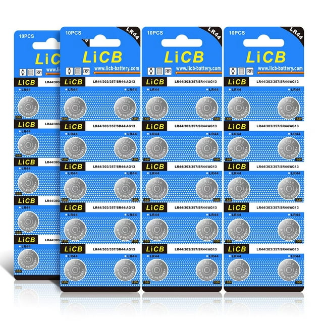 LiCB 40 Pack LR44 AG13 357 303 SR44 Battery 1.5V Button Coin Cell ...