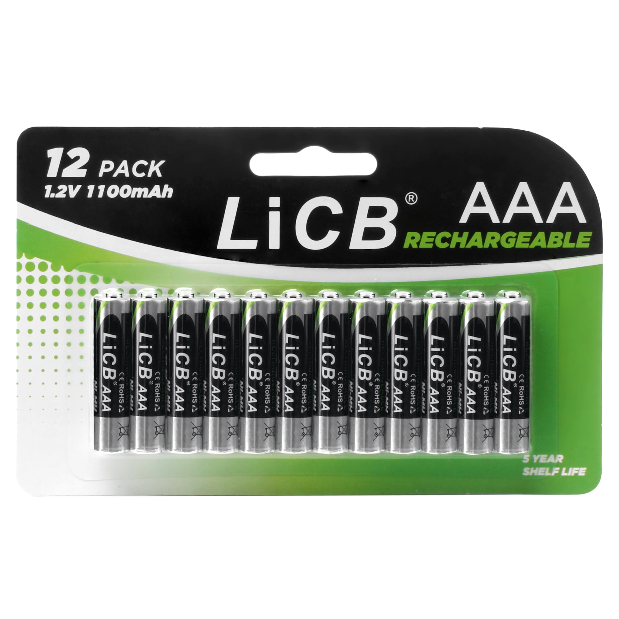 LiCB AAA Rechargeable Batteries, 1100mAh High Capacity Triple A ...