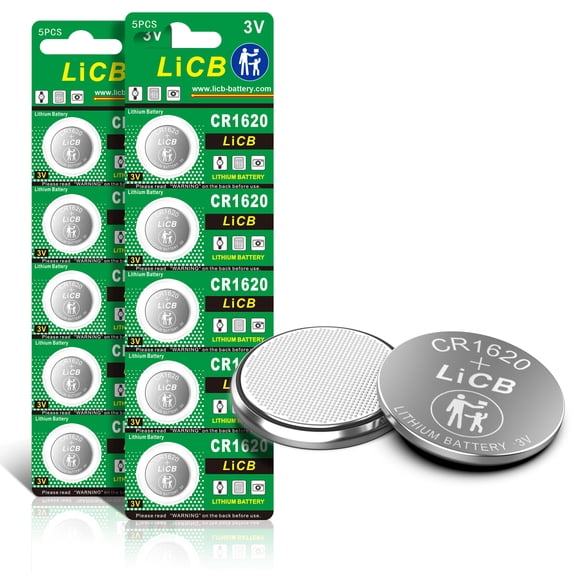 LiCB CR1620 3V Lithium Battery Coin & Button Cell, 10 Pack - Walmart.com
