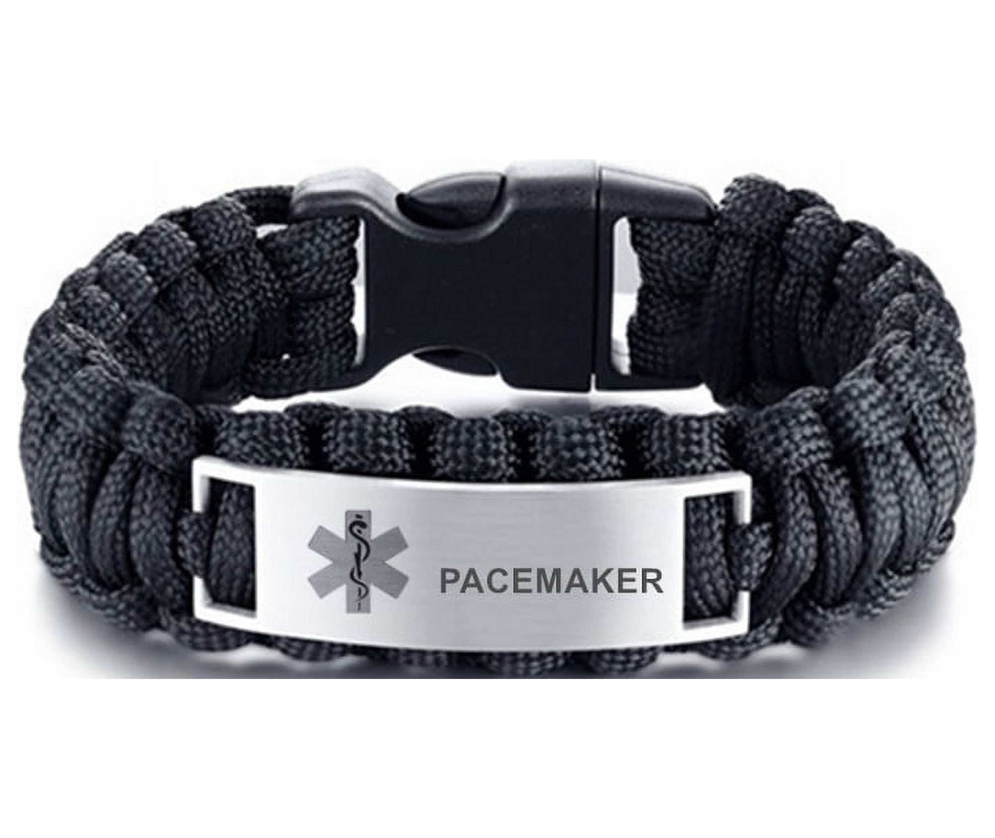 LiFashion LF Mens Stainless Steel PACEMAKER Medical Alert Outdoor Black ...