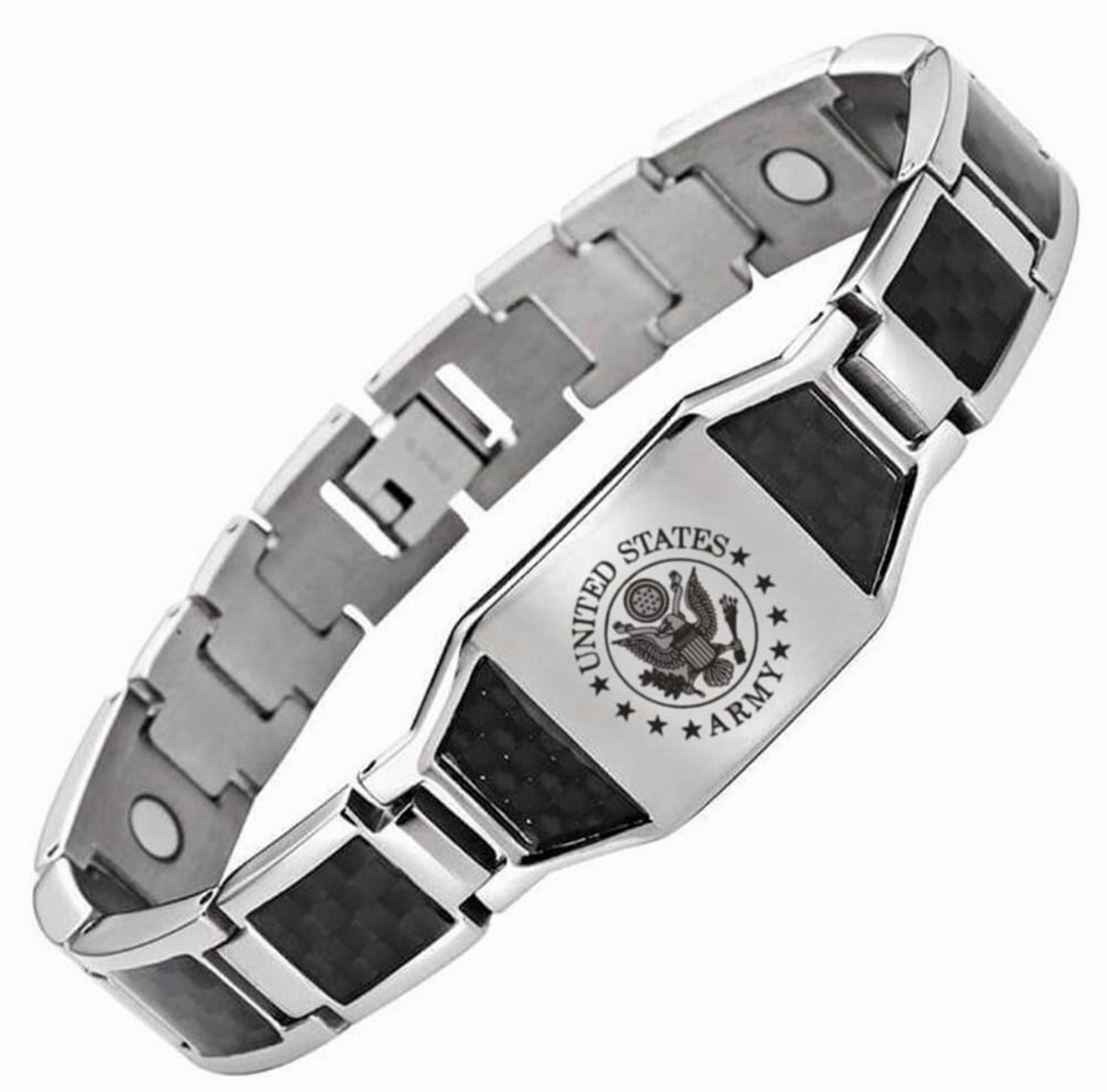 LiFashion US Military Bracelet for Men Stainless Steel Armed Forces ...