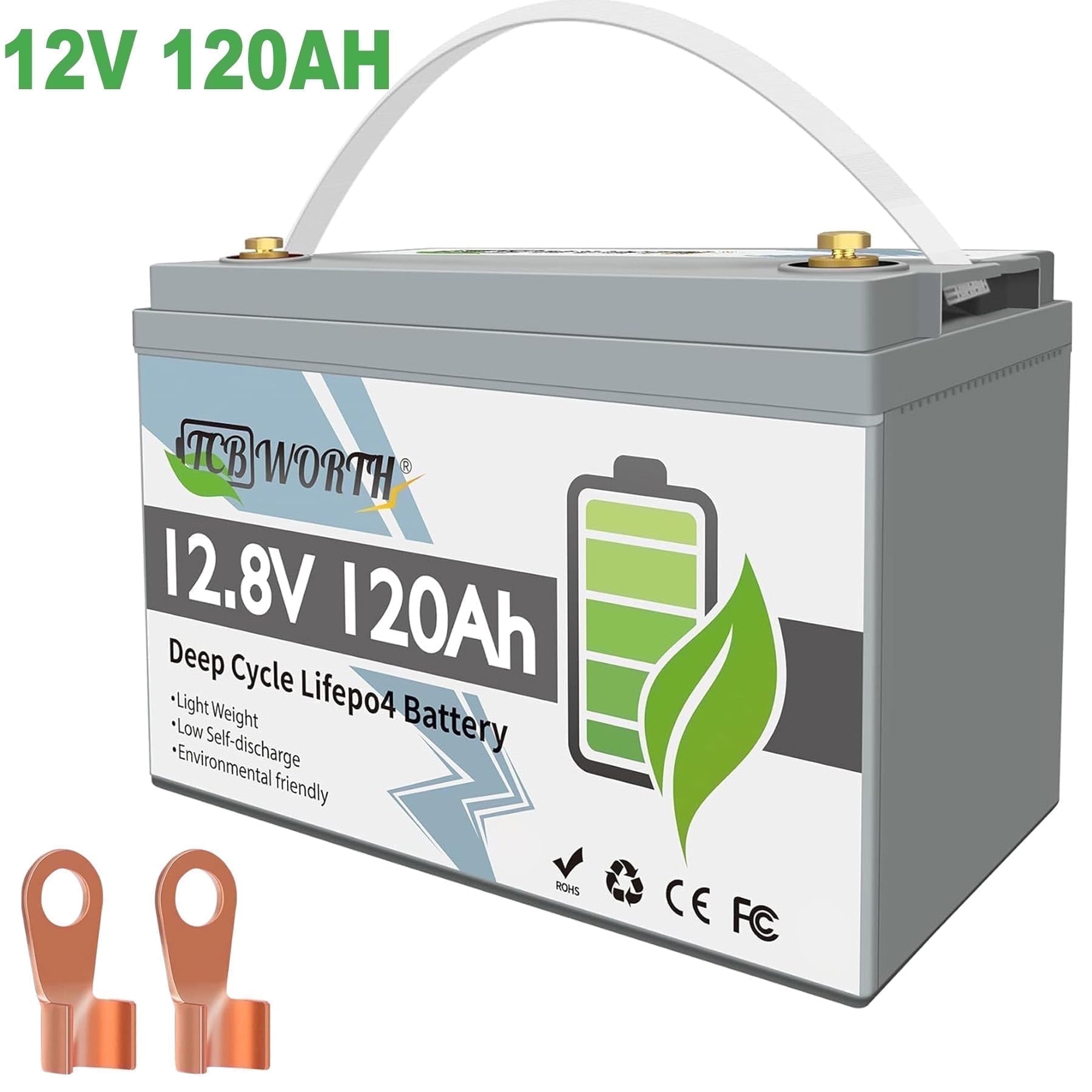 12V 120Ah Group 31 LiFePO4 Battery,120A BMS,1536Wh,TCBWORTH Lithium ...