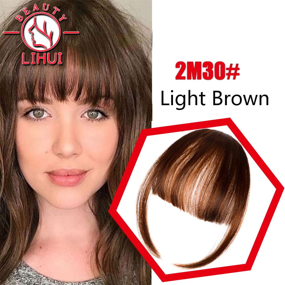 LiHui Fake Blunt Air Bangs Hair Clip-In Extension Synthetic Fake Fringe Natural False hairpiece ...