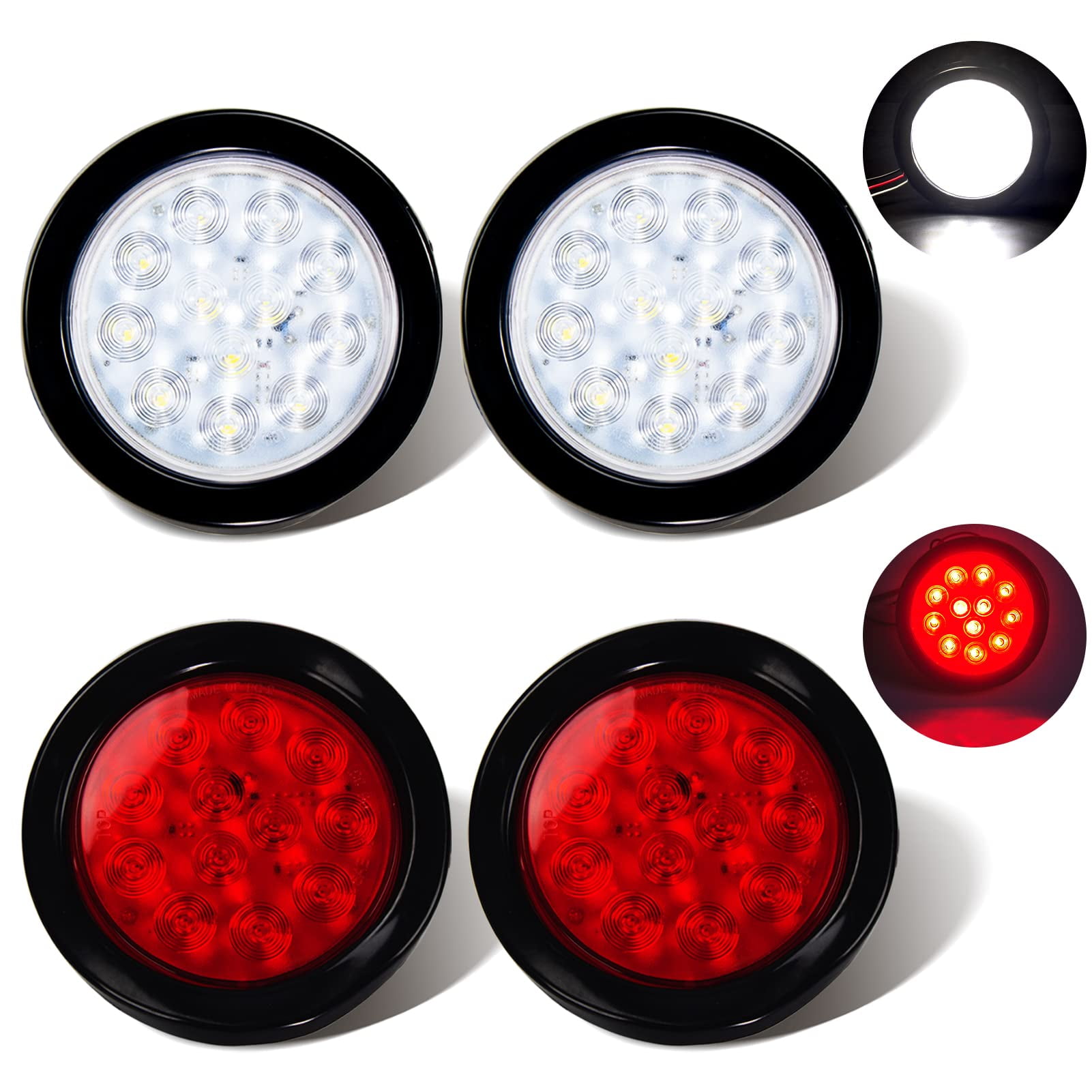 LiLoom 4 Pcs 4" CM31 Round Led Trailer Tail Lights, Waterproof Tail ...