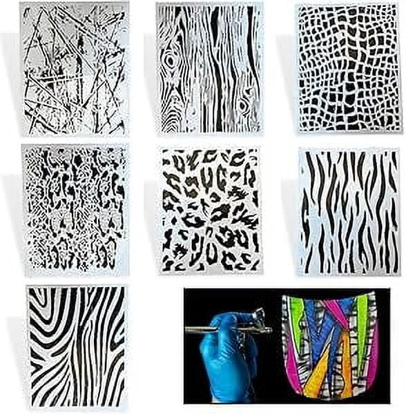 LiME LiNE Airbrush Stencil Set, Wood Grain, Grunge, Animal Print Custom ...