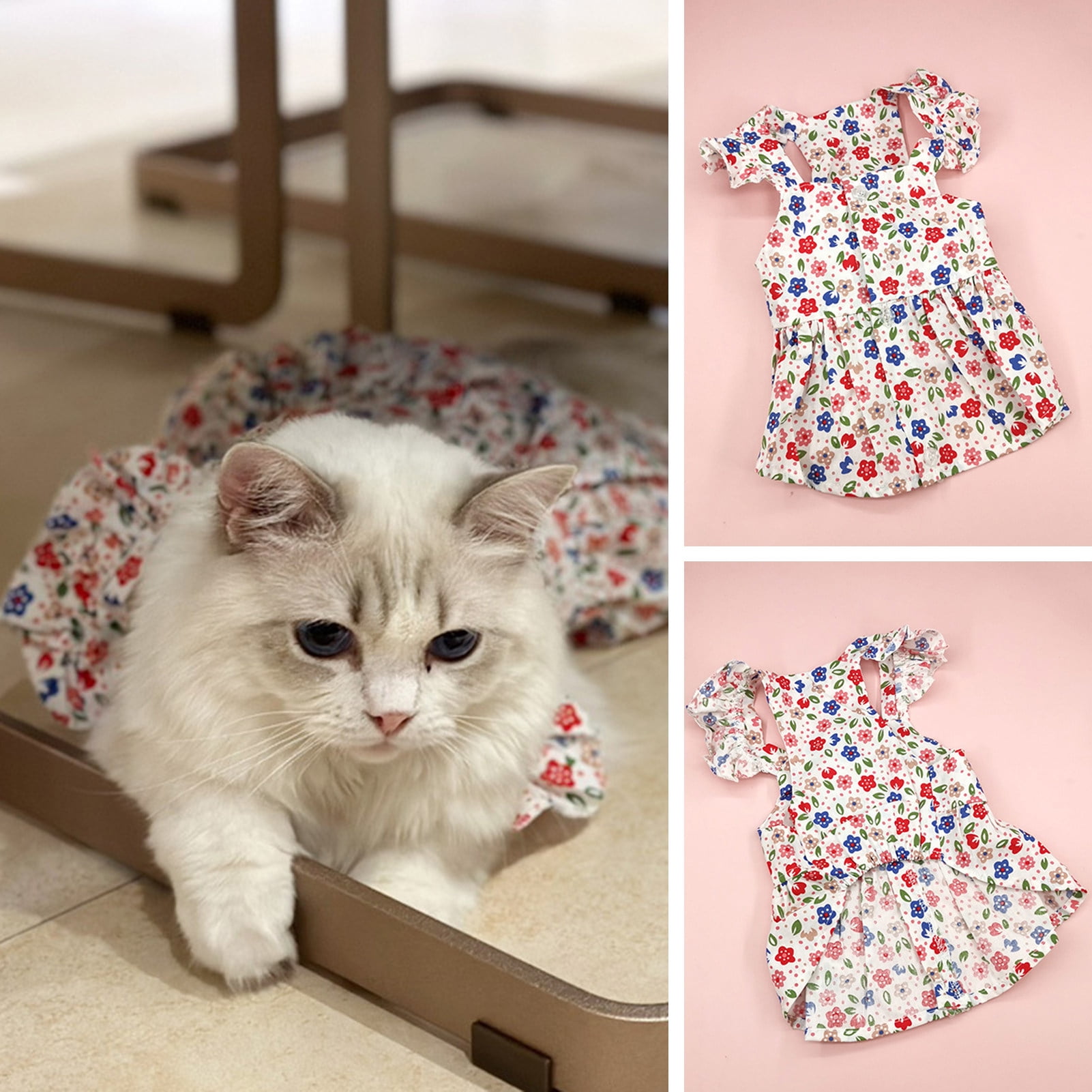 LiMimmuu Pet Dress Summer Dog Clothes Ruffled Sleeves Dog Clothes Cute ...