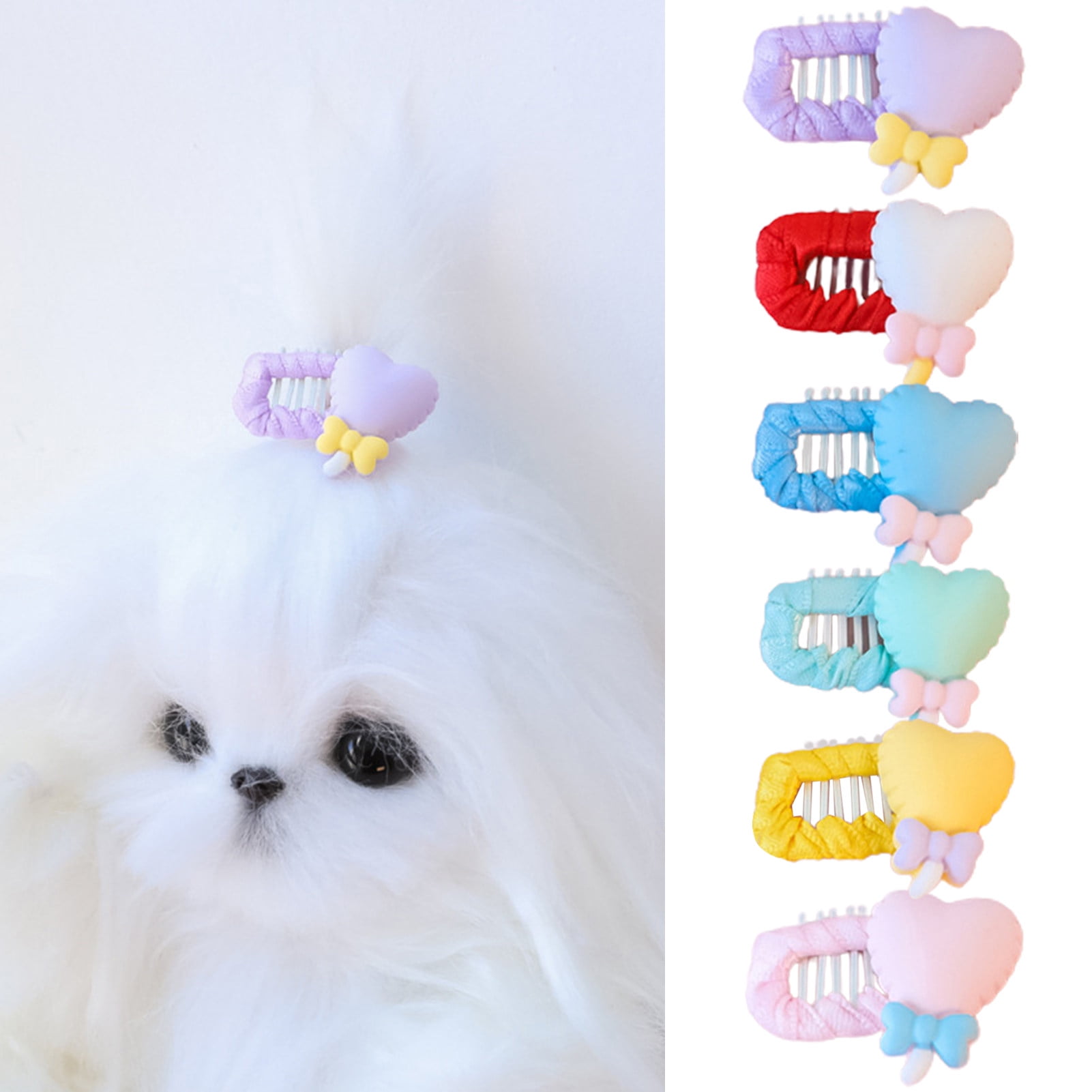 LiMimmuu Pet Hairpin Pet Hair Clip Adorable 3D Heart Shape Dog Hair ...