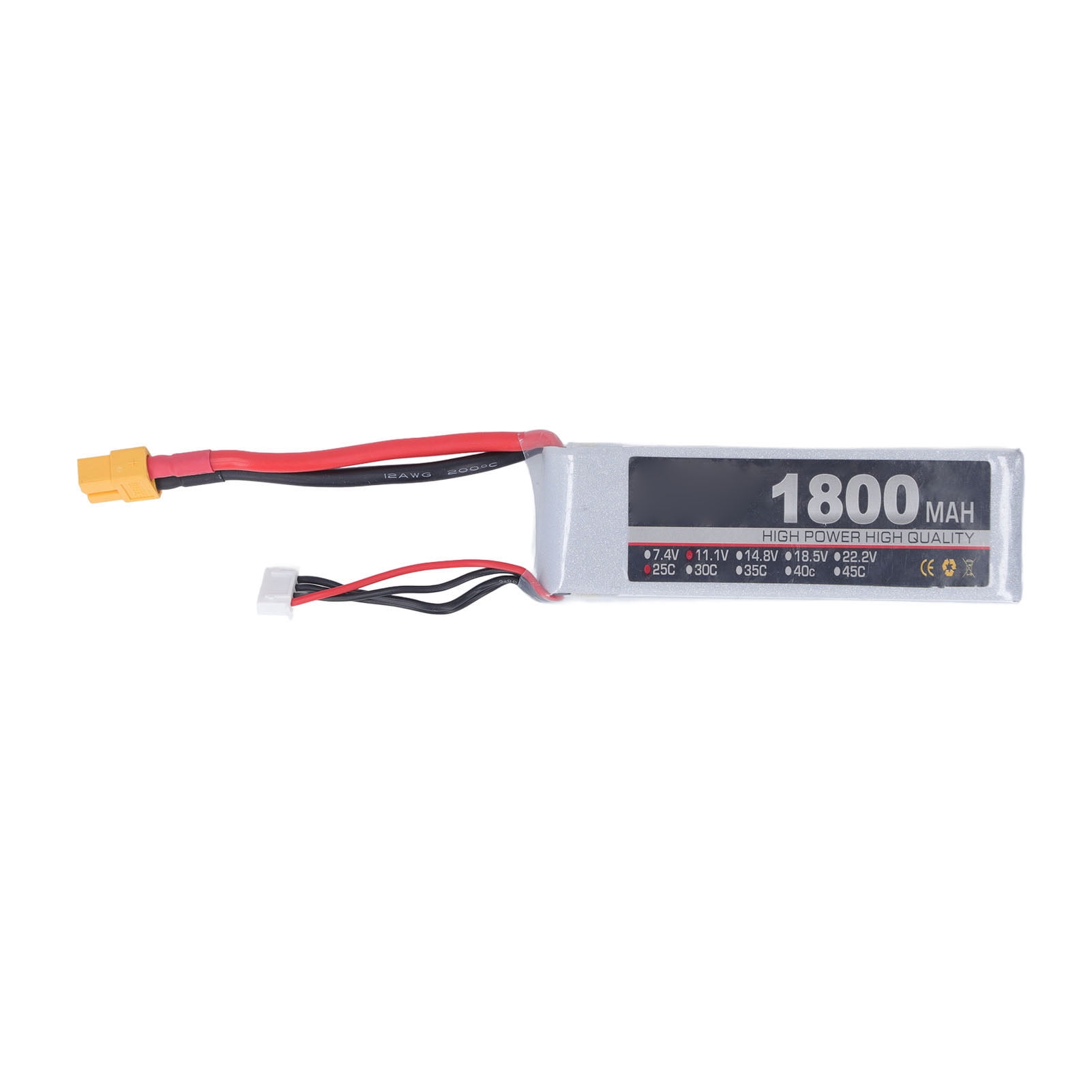 LiPo Battery Pack 11.1V 3S 1800mAh 25C Rechargeable LiPo Battery forCar ...