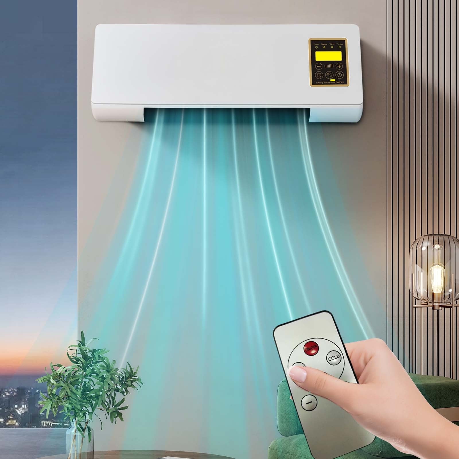 LiTUshi 8,000 btu Wall Mounted Air Conditioner Fan with Remote Control ...