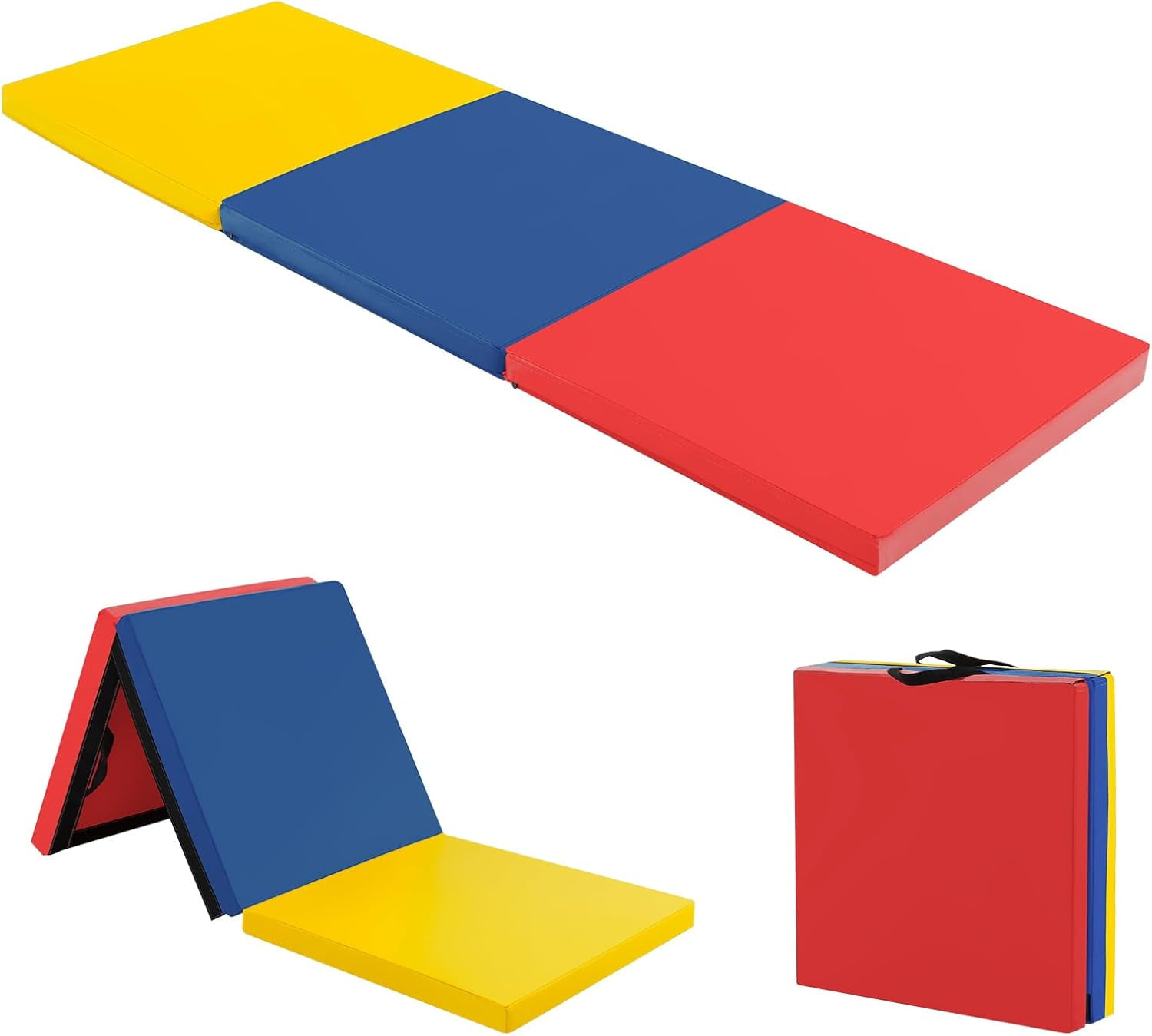 LiTian 6'x 2' Gymnastics Mat, 2" Thick Folding Tumbling Mat with Hook ...