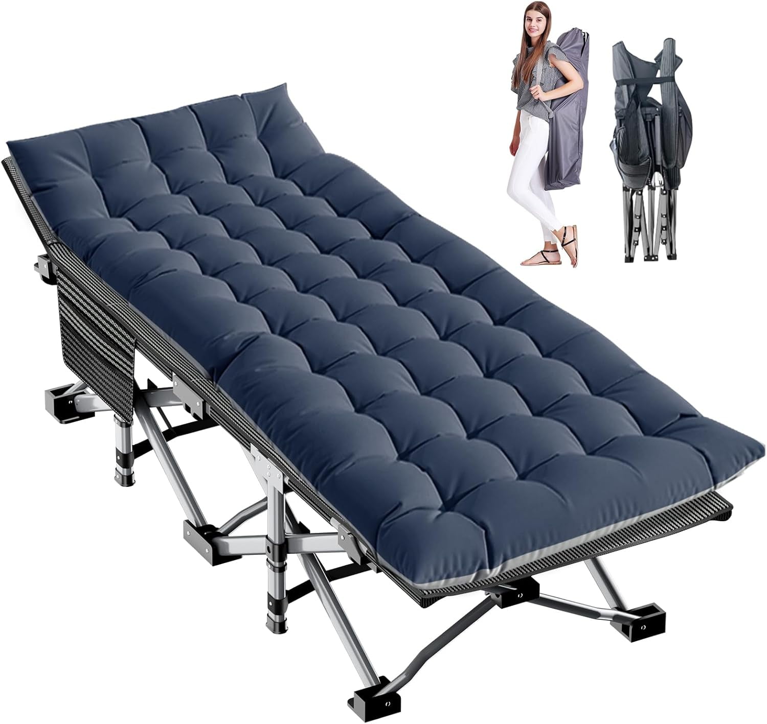 LiTian Folding Camping Cot, Extra Wide Heavy Duty Sleeping Cots with ...