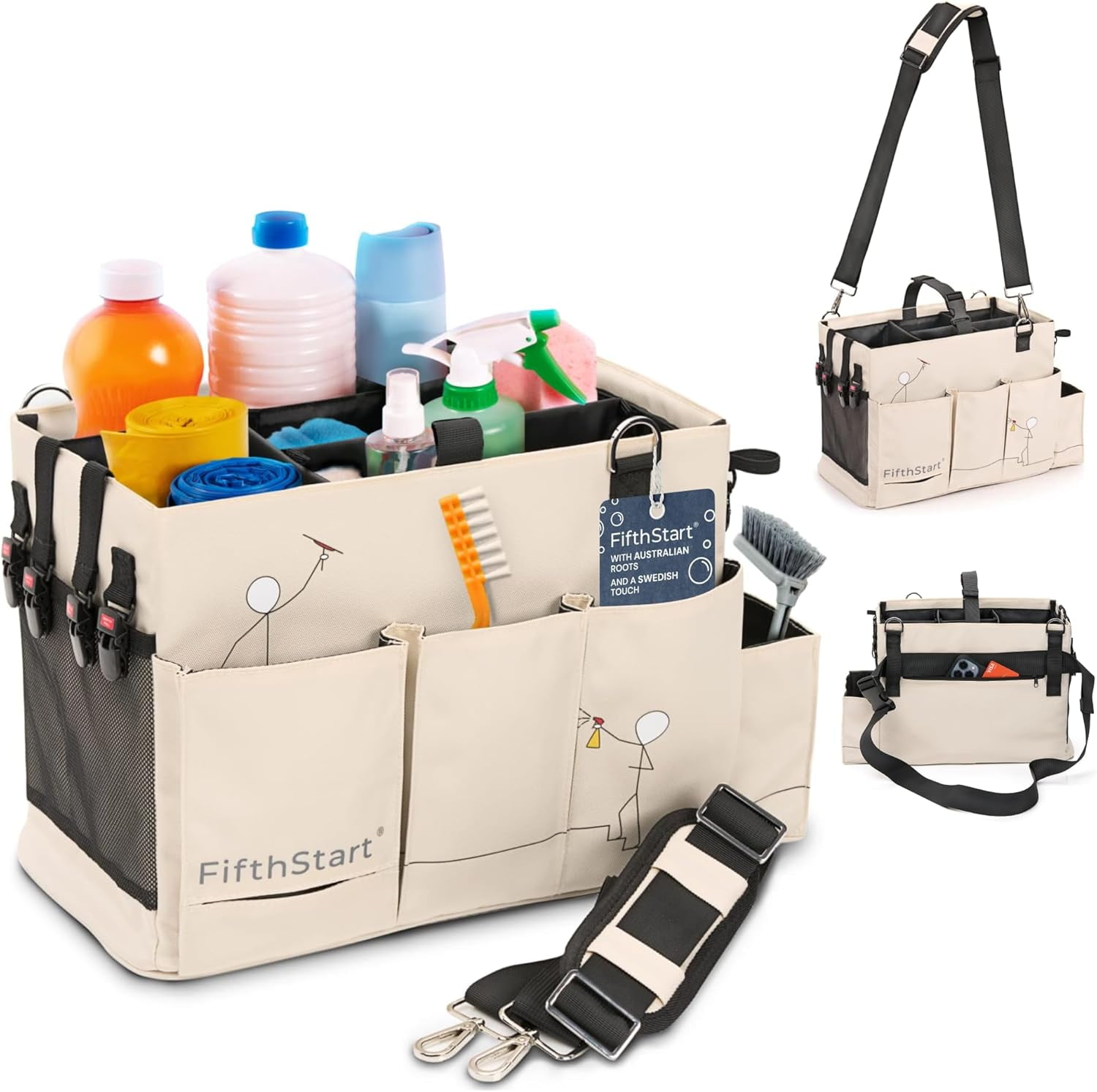 LiTian Multiuse Cleaning Caddy with Waist & Shoulder Strap - Diaper ...