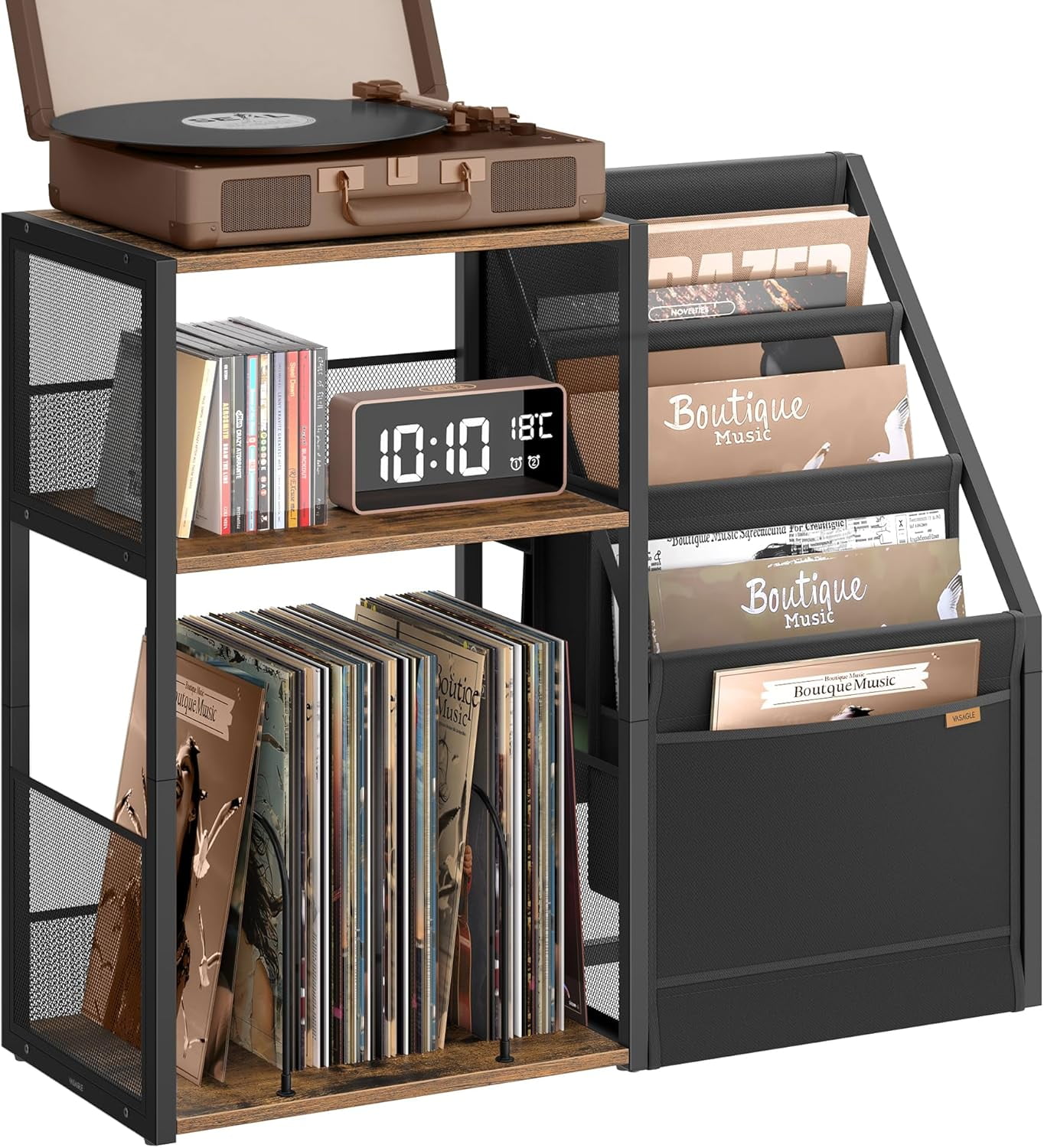 LiTian Record Player Stand, 3-Tier Side Table, Vinyl Record Storage up ...