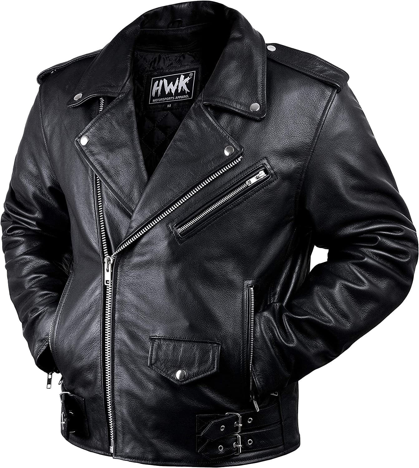 LiTianBrando Leather Motorcycle Jacket for Men, Genuine Black Leather ...