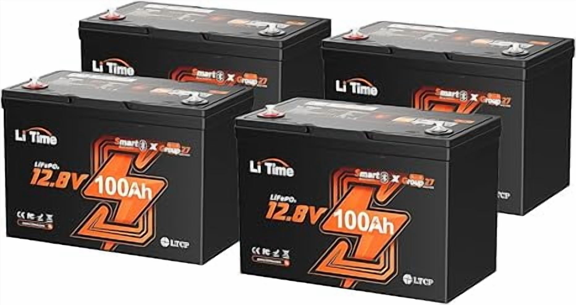 LiTime 12V 100Ah Group 27 Bluetooth LiFePO4 Battery 100A BMS Lithium ...
