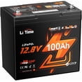 LiTime 12V 100Ah Mini Size Bluetooth LiFePO4 Battery, 4000+ Deep Cycle ...
