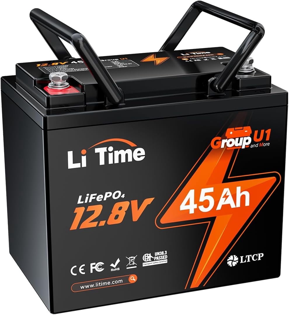 LiTime 12V 45Ah Group U1 LiFePO4 Battery Low-Temp Protection 45A BMS ...