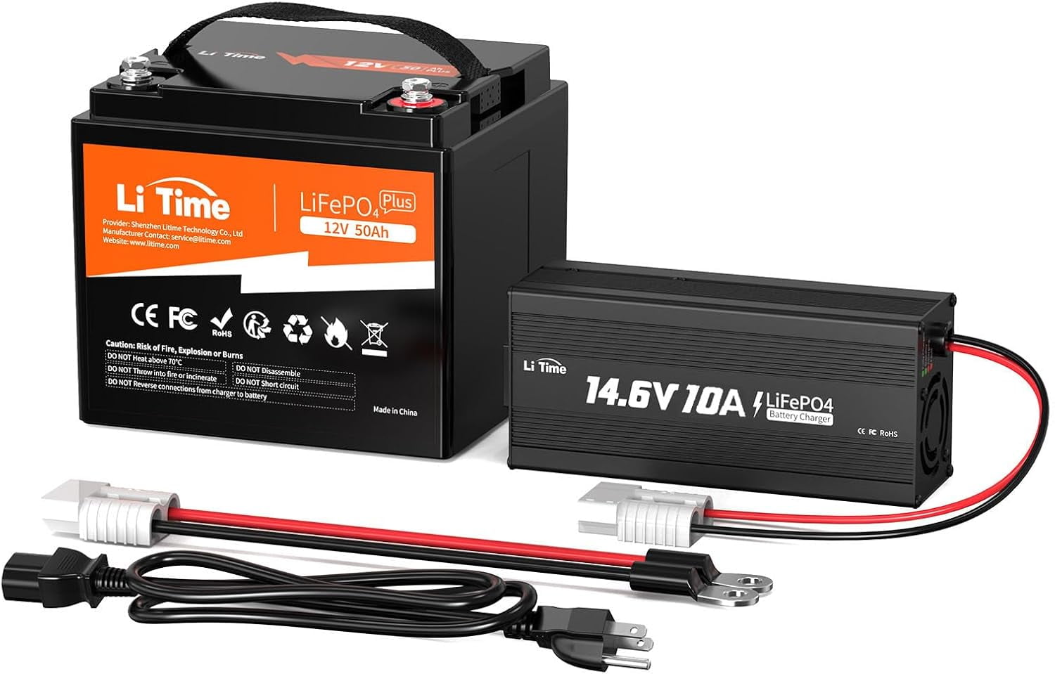LiTime 12V 50Ah LiFePO4 Battery Output Power 640W 50A BMS + 14.6V 10A ...