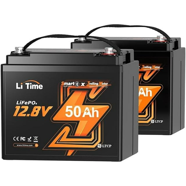 LiTime(2-PACK)12V 50Ah TM Bluetooth LiFePO4 Battery,Lithium Deep Cycle ...