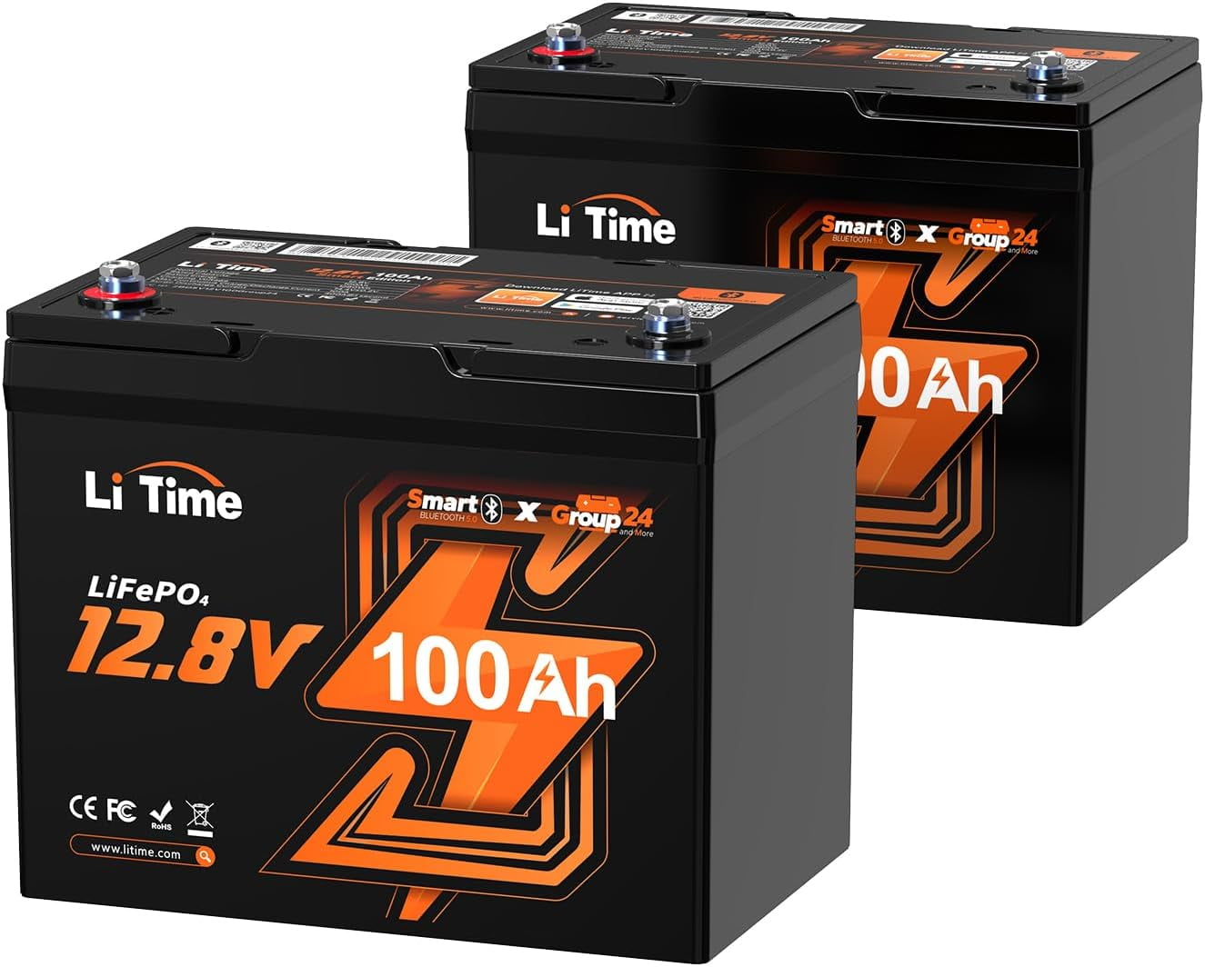 LiTime LiFePO 12.8V 100 Ah Battery Low-Temp Protection Mini Size for ...