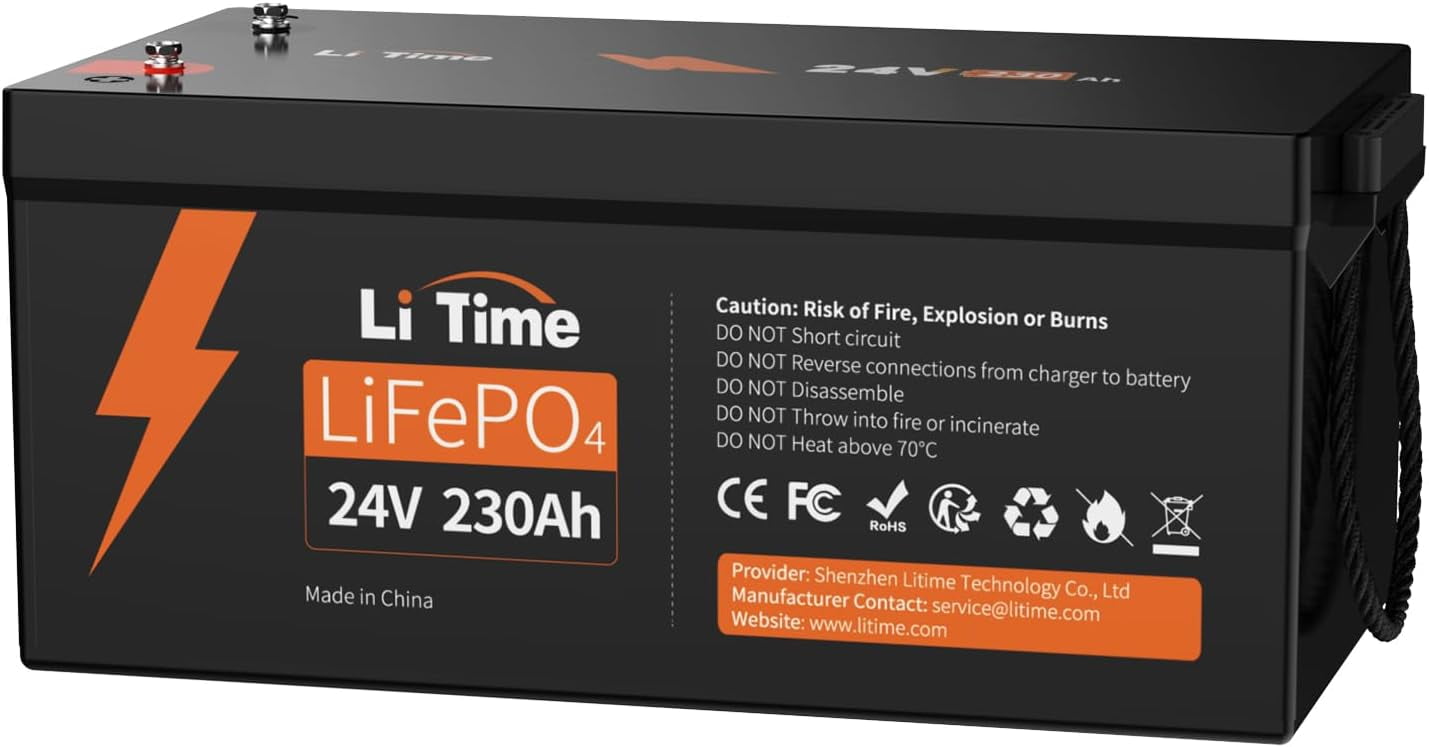 LiTime 24V 230Ah Deep Cycle LiFePO4 Iron Battery, IP65, 5888W for RV ...