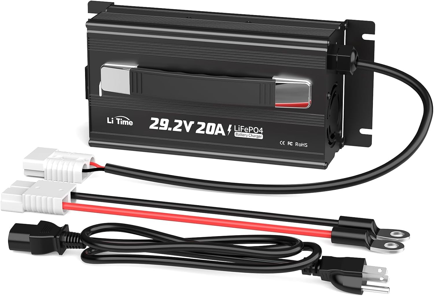 LiTime 29.2V 20A LiFePO4 Battery Charger with LED Indicators, Designed for 24V LiFePO4 Battery ...