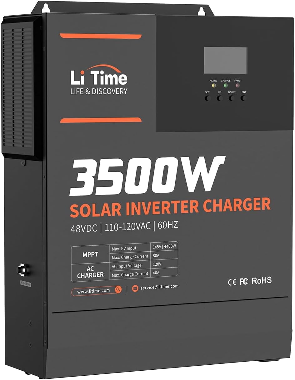 LiTime 3500W Pure Sine Wave Solar Inverter Charger, 48V DC to 120V AC ...