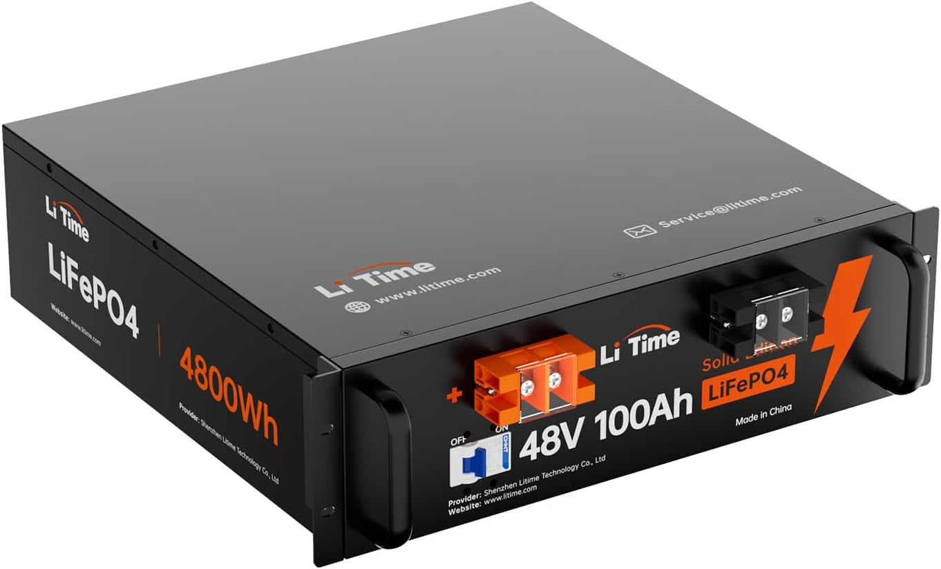 LiTime 48V 100Ah LiFePO4 Lithium Battery, Fast Charge, Max. 4800W Load Power for Solar, Off-Grid ...