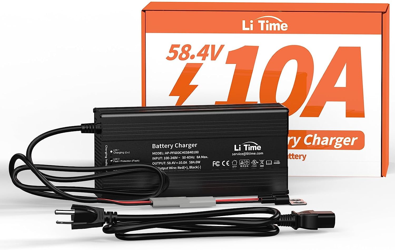 LiTime 58.4V 10A LiFePO4 Battery Charger with Smart 0V Charing Function ...