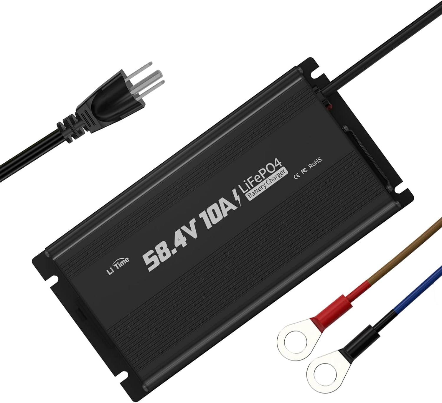 LiTime 58.4V 10A LiFePO4 Battery Charger with Smart 0V Charing Function ...