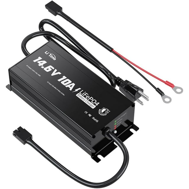 LiTime IP67 Waterproof 14.6V 10A LiFePO4 Onboard Charger, Fast Charging ...