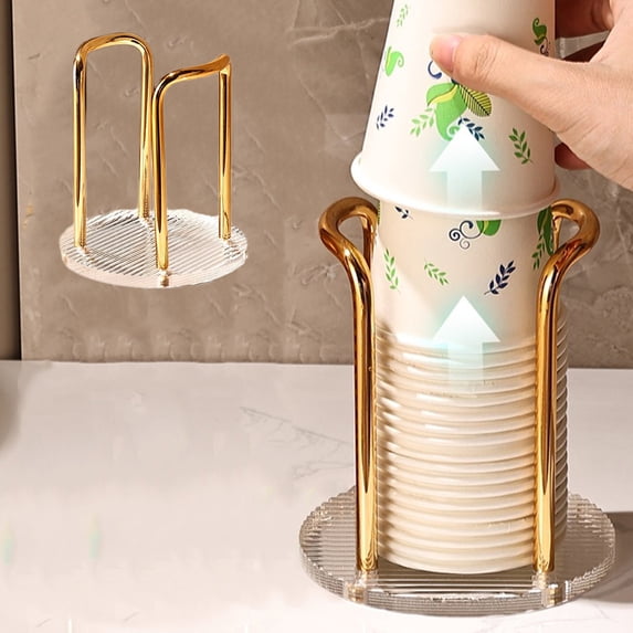 LiUMX Acrylic Cup Remover Rack, Gold Plastic+Aluminum Desktop Organizer ...