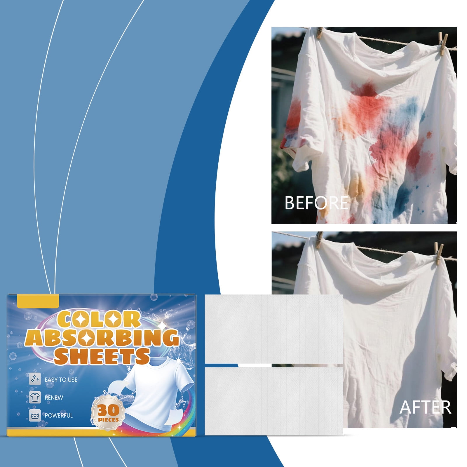 LiUMX Color-Absorbing Laundry Sheets | 30-Pack Anti-Stain Sheets for ...