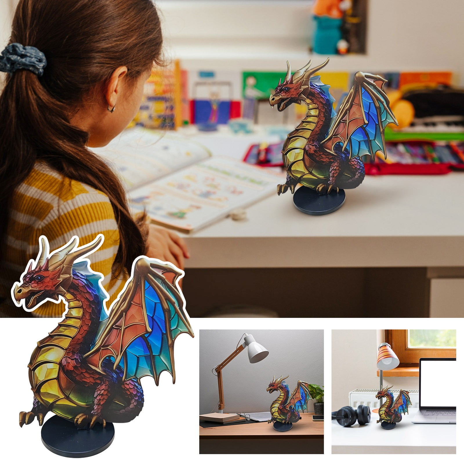 LiUMX Colorful Stained Metal Dragons Desktop Decoration | Unique ...