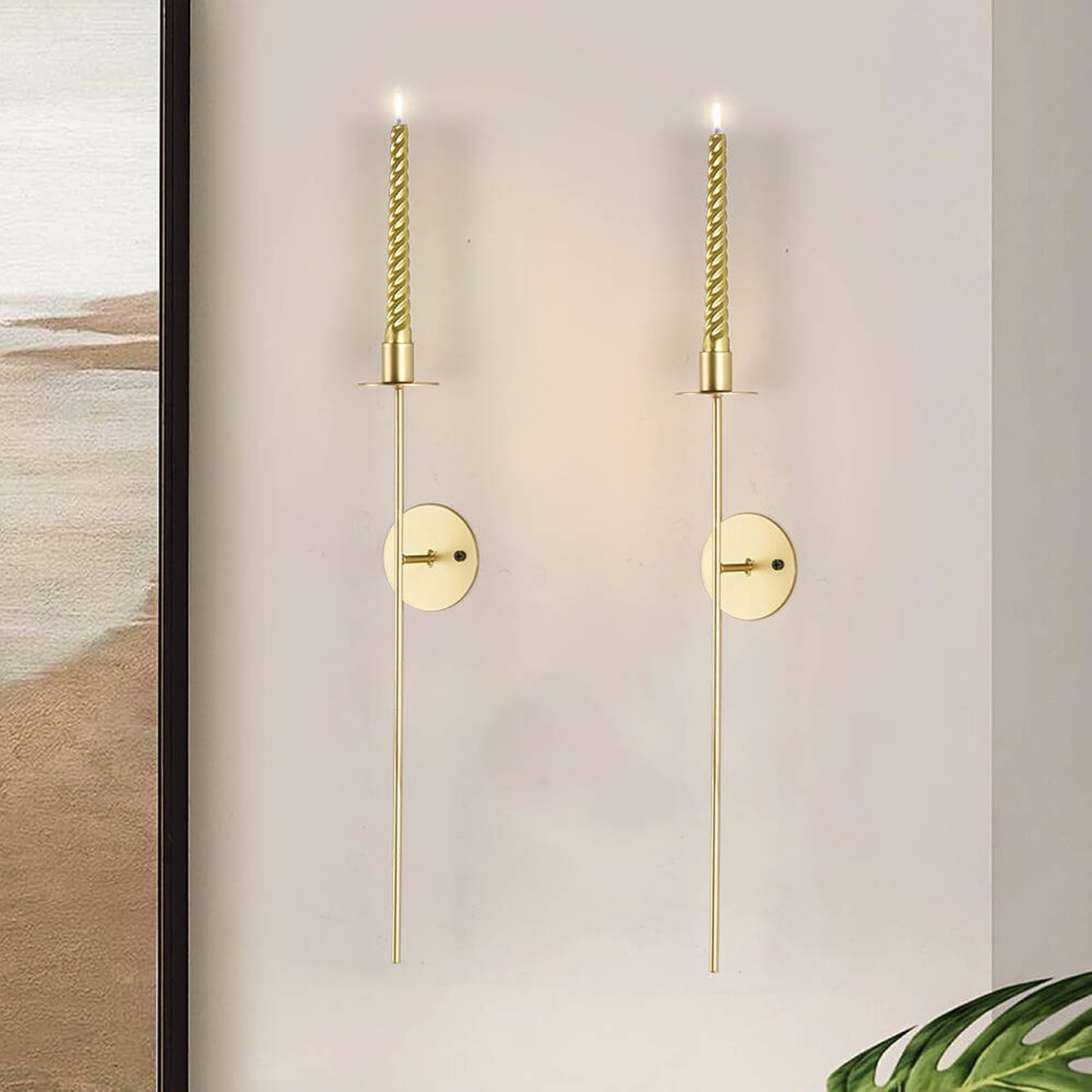LiUMX Ironwork Candlestick Wall Hanging - Set of 2 Metal Candle Holders ...