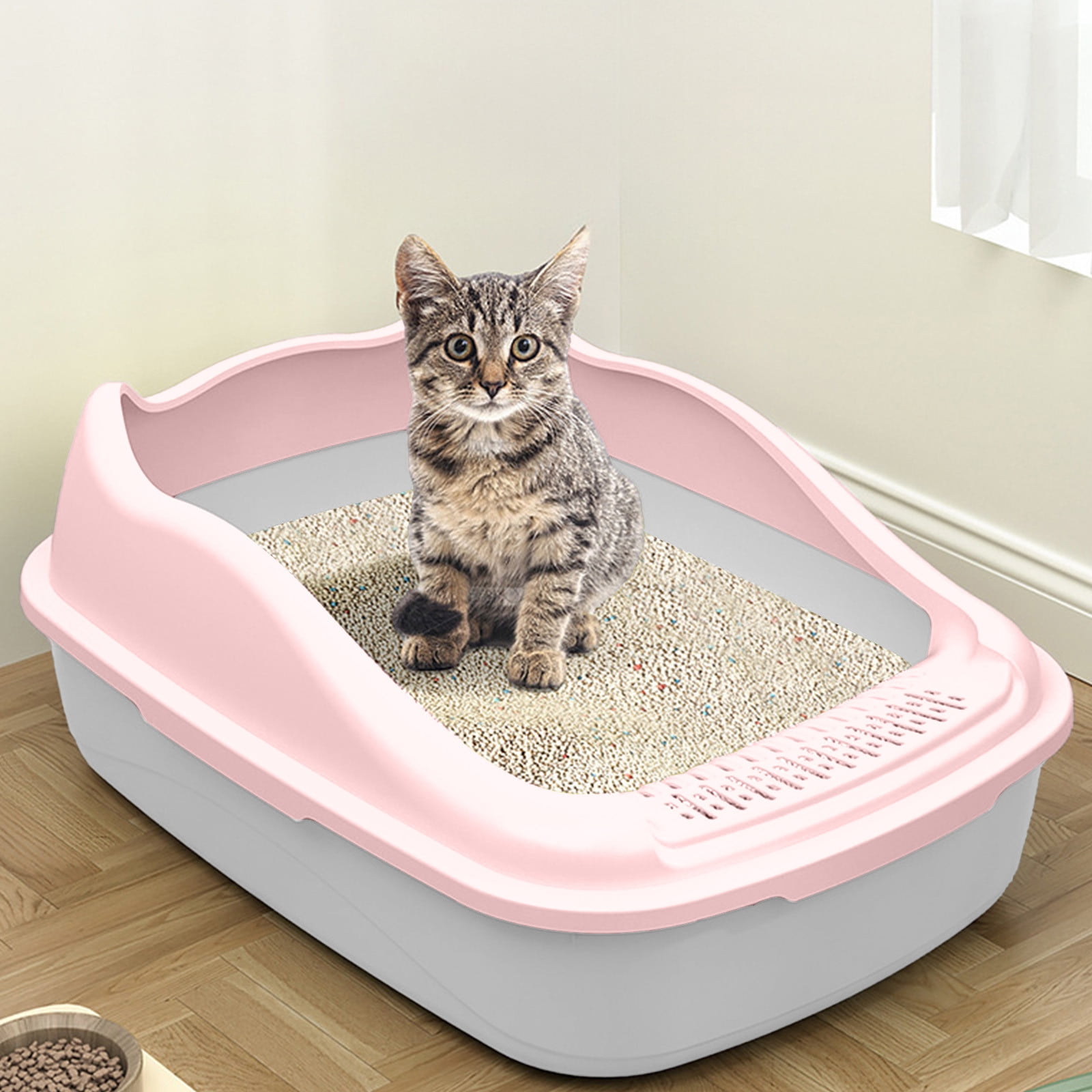 LiUMX Plastic Cat Litter Box with Spoon , 14.53" L Open Toilet Design ...