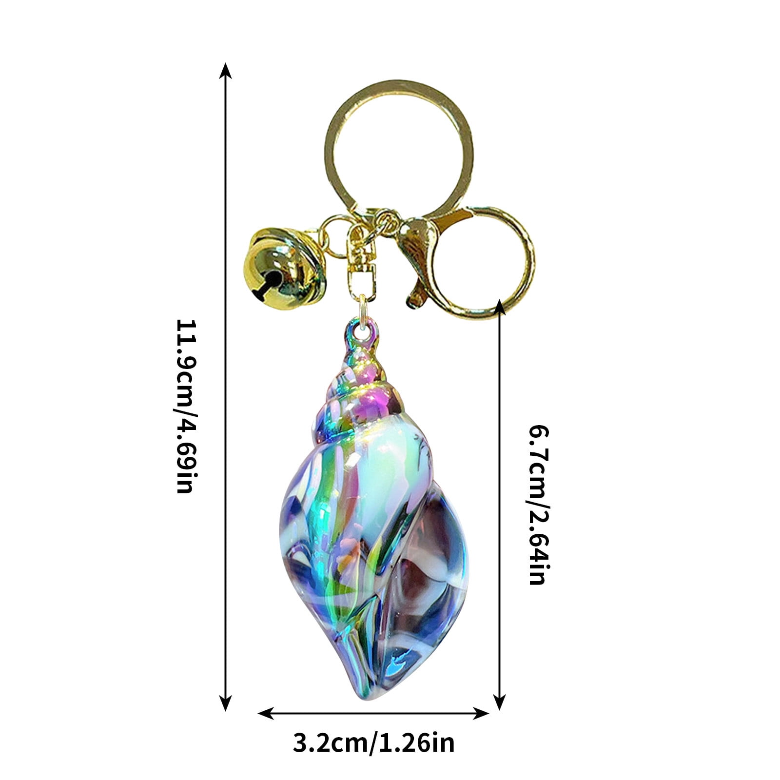 LiUMX Sparkly Rhinestone Conch Keychain | Colorful Large Shell Key Ring ...
