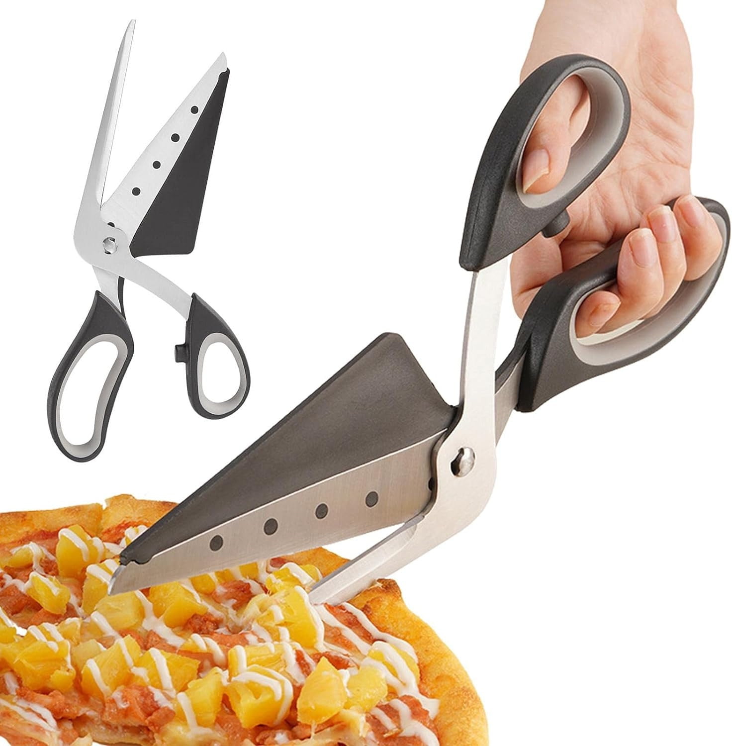 LiUMX Stainless Steel Pizza Scissors with Built-in Server ...