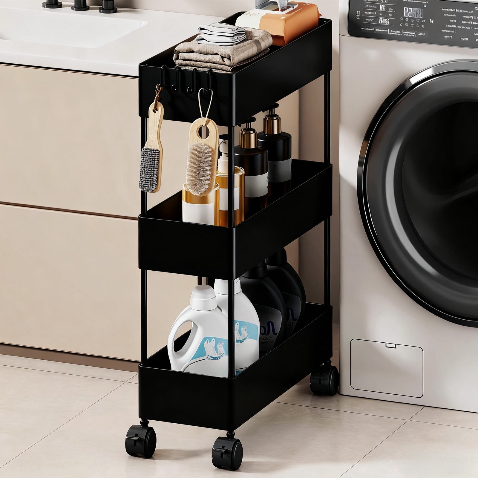 LiUMX Ultra Slim Rolling Storage Cart - 4.72in Wide Bathroom & Laundry ...