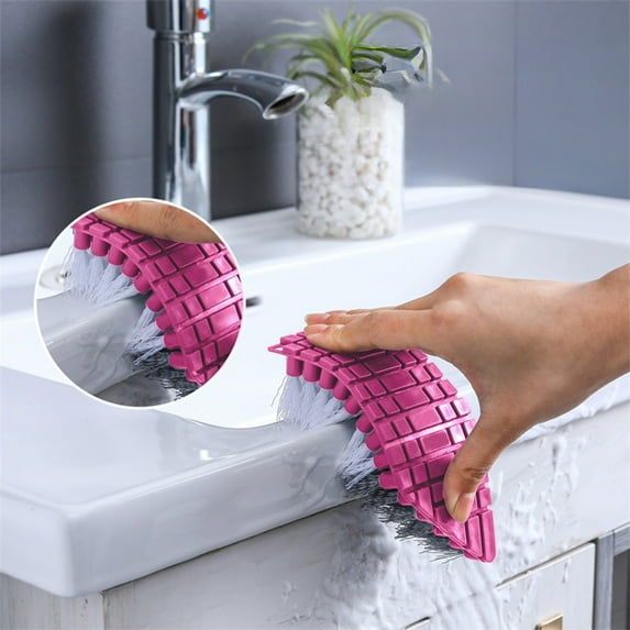 LiUMX V-Shaped Crevice Cleaning Brush, Bendable 6.29in Hard Plastic ...