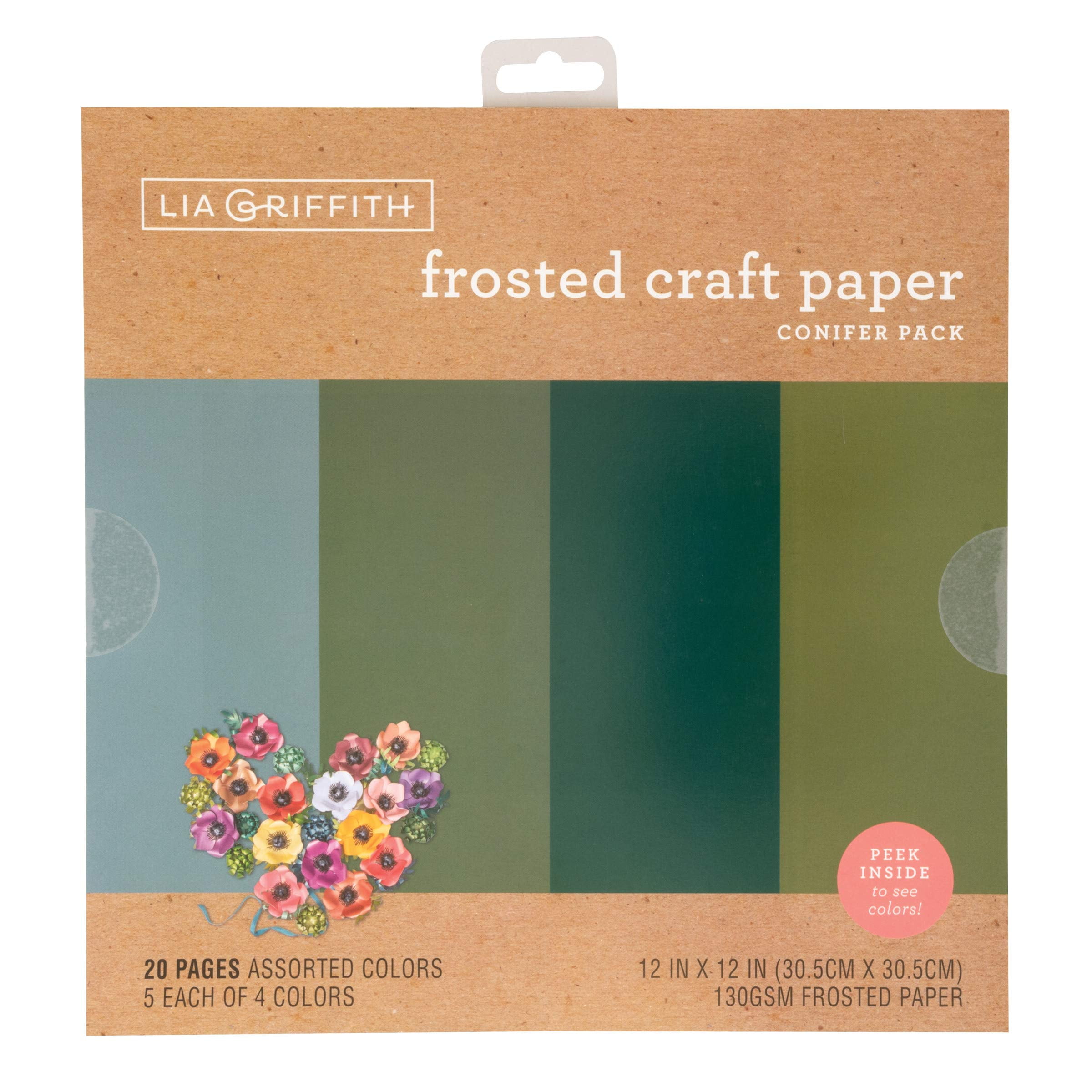Lia Griffith Frosted Craft OIF8 Paper, 12" x 12", Conifer Pack 20 ...