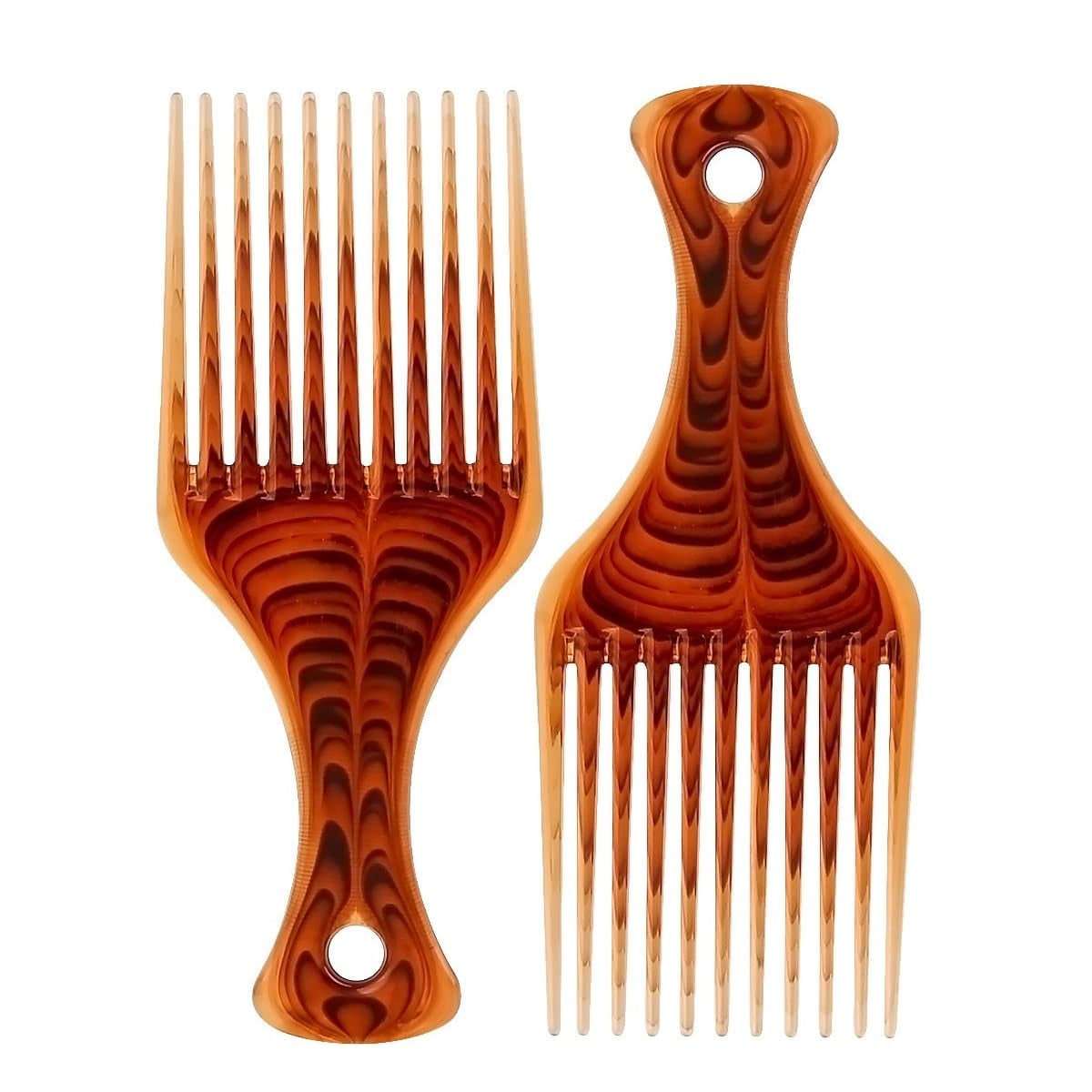 LiaSun 2 Pack Hair Pick Comb Amber Smooth Afro Comb Lift Detangle Hair ...