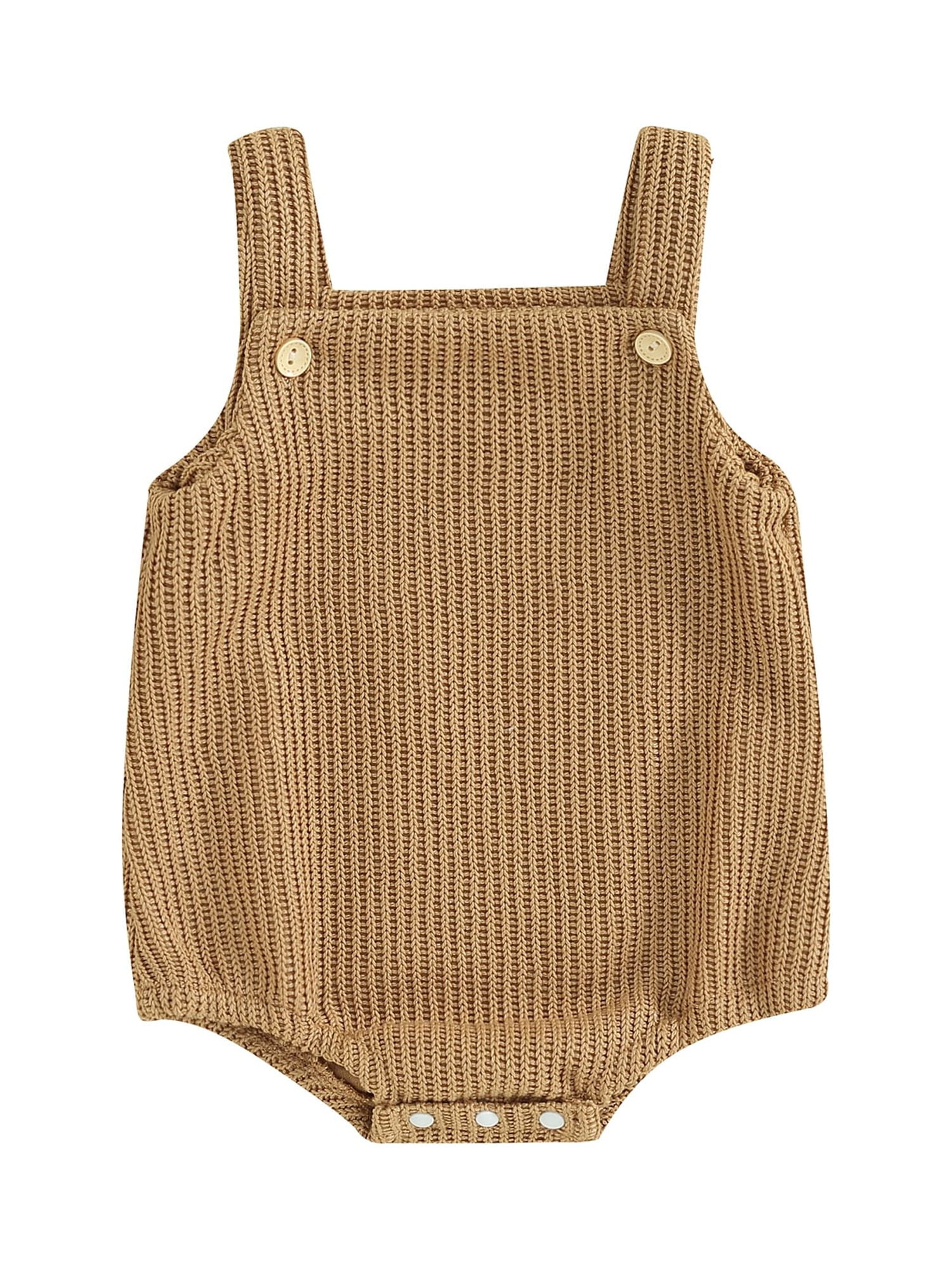 Liacowi Baby Boy Girl Overalls Sleeveless Solid Color Knit Rompers ...