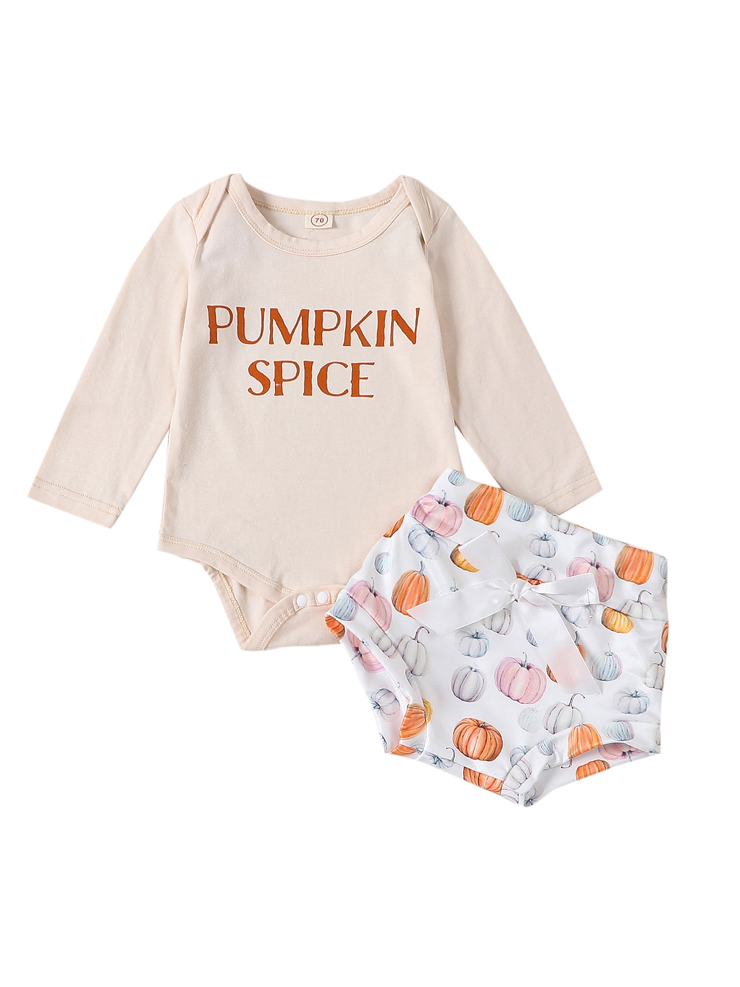 Liacowi Baby Girls Shorts Set Infant Girl Halloween Clothes Long Sleeve Letters Print Romper ...