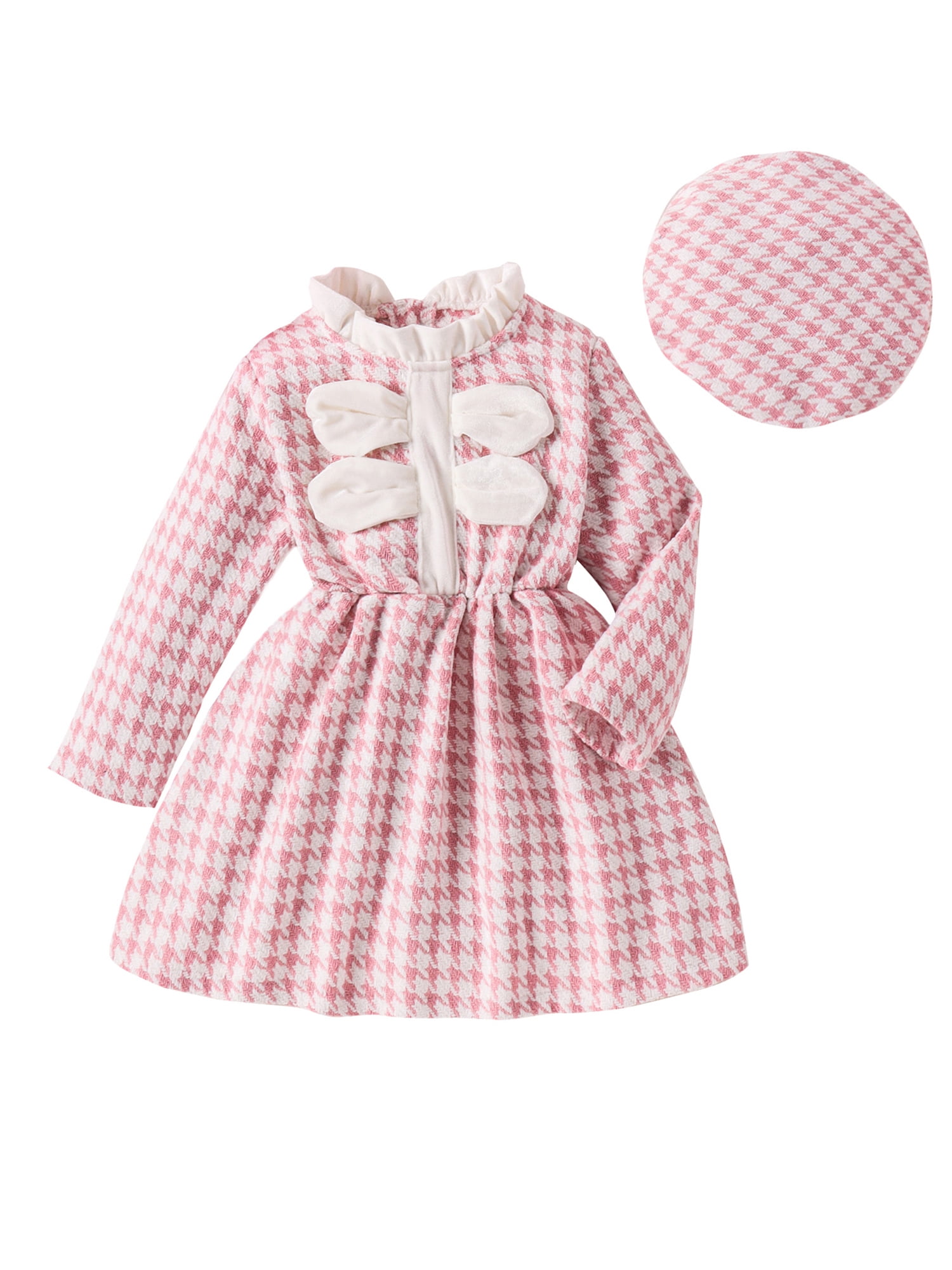 Liacowi Little Girl 2 Piece Dress Outfits Stand Collar Long Sleeve Pink ...